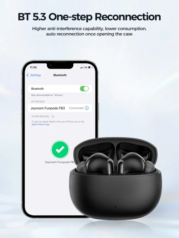 JOYROOM Funpods Series JR-FB3 True Wireless Earbuds-Black - MNA Electronics