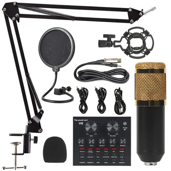 Microphone Kit - Condenser Mic Pop Filter & Stand + Mixer - MNA Electronics